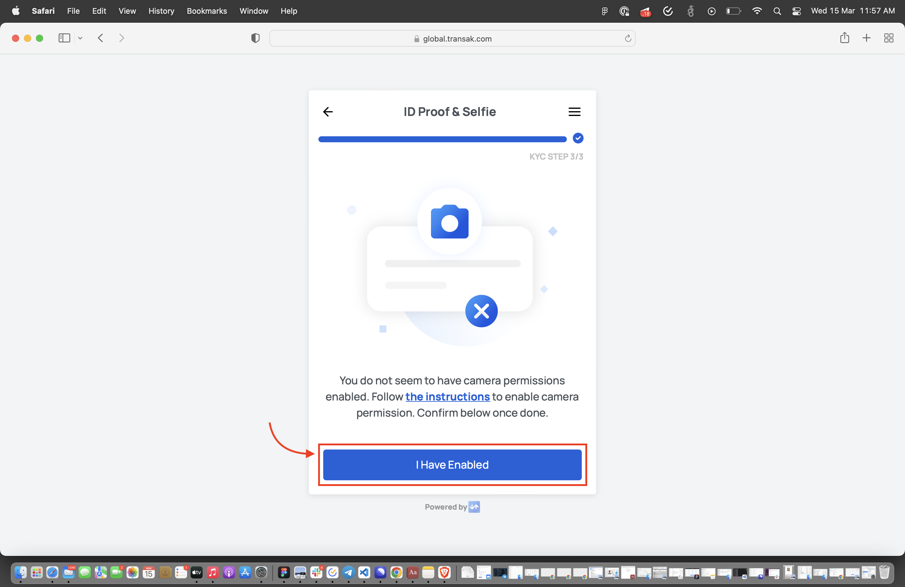 How to enable camera permissions while doing KYC | Transak